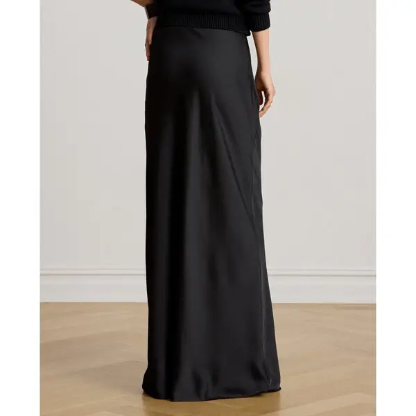 Ralph Lauren Satin Charmeuse Maxi Skirt - Black