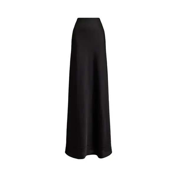 Ralph Lauren Satin Charmeuse Maxi Skirt - Black