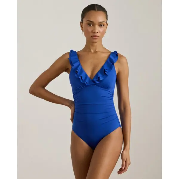 Ralph Lauren Ruffle-trim Surplice One-piece