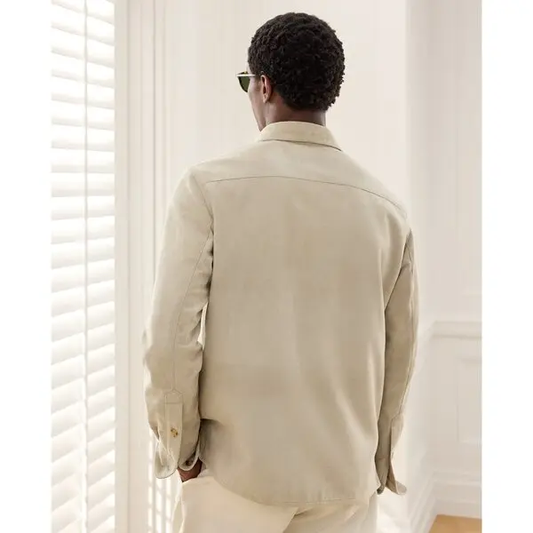 Ralph Lauren Calloway Suede Shirt Jacket - Pearl Grey