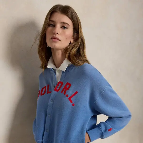 Ralph Lauren Logo Fleece Snapped Cardigan - Nimes Blue