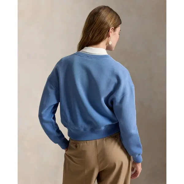 Ralph Lauren Logo Fleece Snapped Cardigan - Nimes Blue