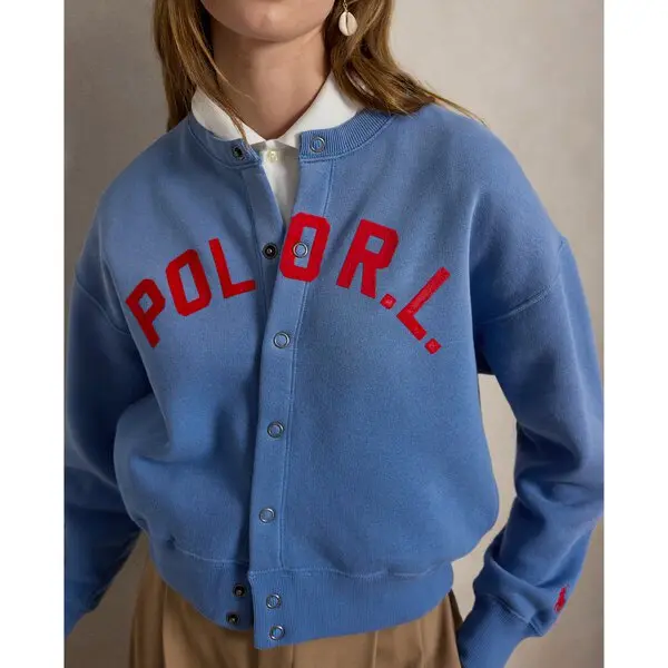 Ralph Lauren Logo Fleece Snapped Cardigan - Nimes Blue