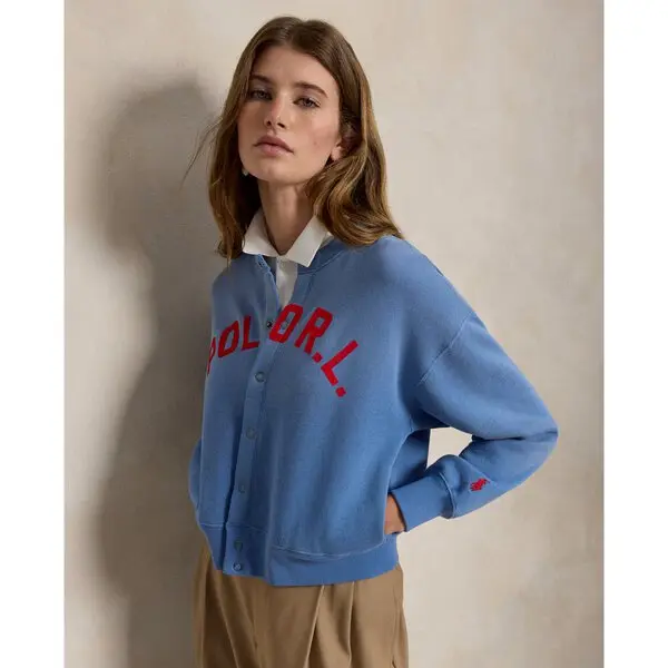 Ralph Lauren Logo Fleece Snapped Cardigan - Nimes Blue