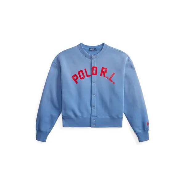 Ralph Lauren Logo Fleece Snapped Cardigan - Nimes Blue