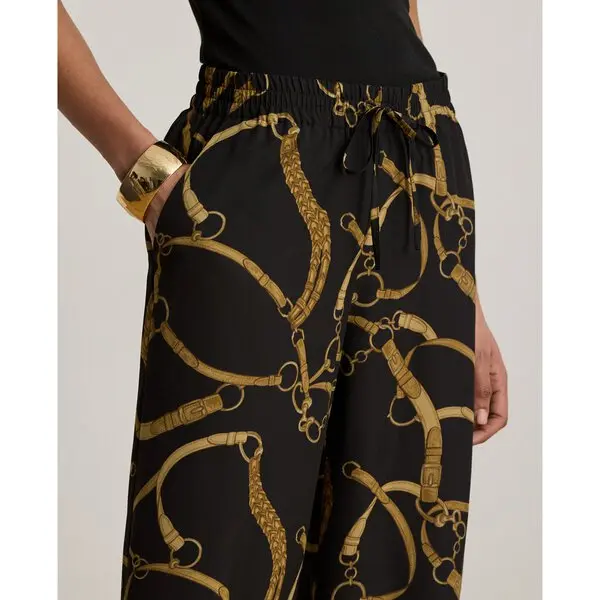 Ralph Lauren Belting-print Crepe Wide-leg Pant