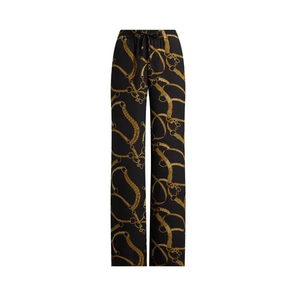 Ralph Lauren Belting-print Crepe Wide-leg Pant