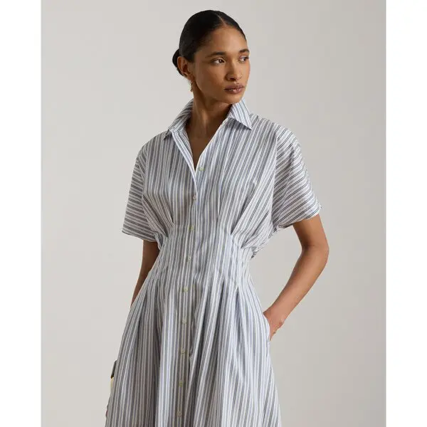 Ralph Lauren Striped Cotton Broadcloth Shirtdress