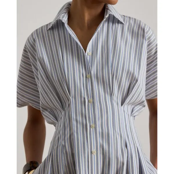 Ralph Lauren Striped Cotton Broadcloth Shirtdress