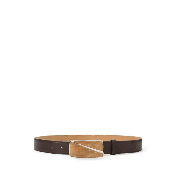 Ralph Lauren Abstract-plaque-buckle Calfskin Belt