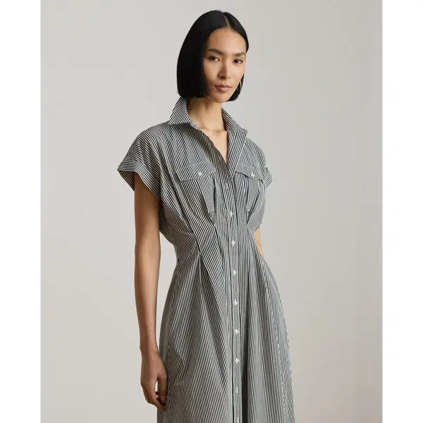 Ralph Lauren Striped Cotton Broadcloth Shirtdress