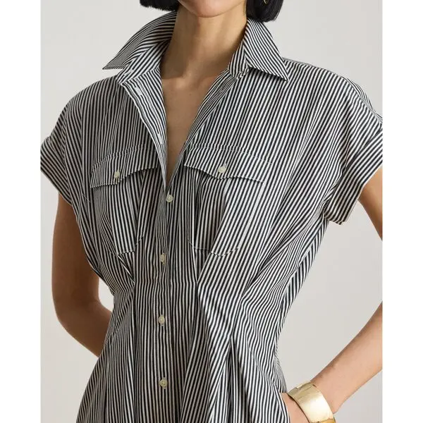 Ralph Lauren Striped Cotton Broadcloth Shirtdress