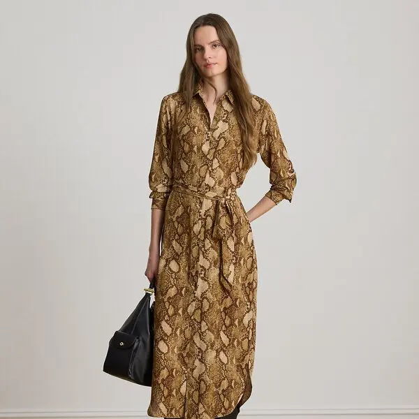 Ralph Lauren Python-print Georgette Shirtdress