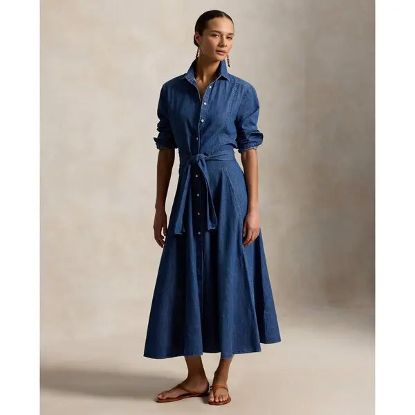 Ralph Lauren Chambray Tie-waist Shirtdress