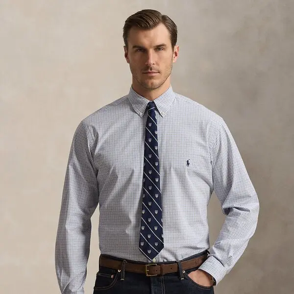 Ralph Lauren Checked Stretch Poplin Shirt - White Blue Multi