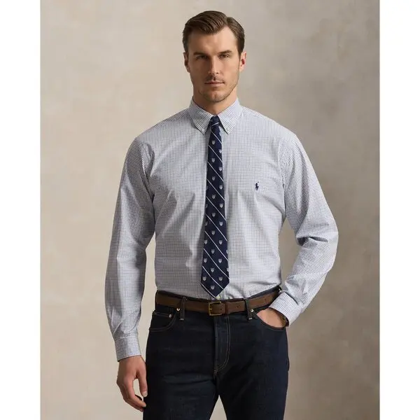 Ralph Lauren Checked Stretch Poplin Shirt - White Blue Multi