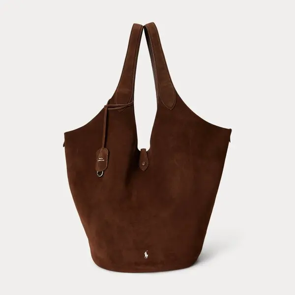 Ralph Lauren Polo Play Suede Large Tote - Cafe