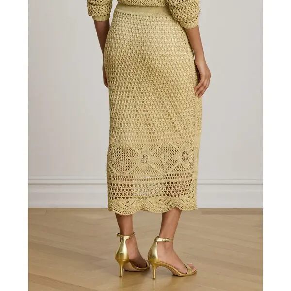 Ralph Lauren Pointelle-knit Linen-blend Midi Skirt