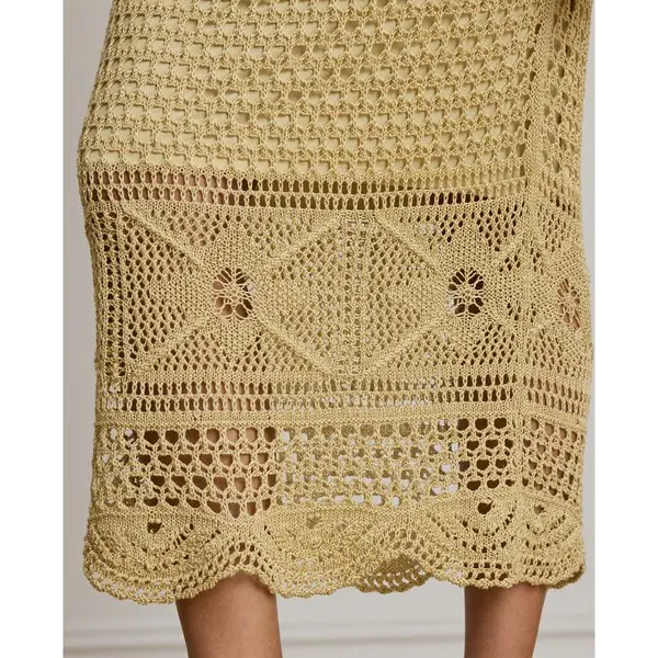 Ralph Lauren Pointelle-knit Linen-blend Midi Skirt