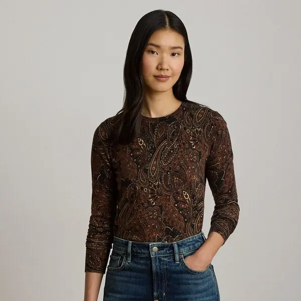 Ralph Lauren Paisley Cotton-modal Sweater - Black Multi