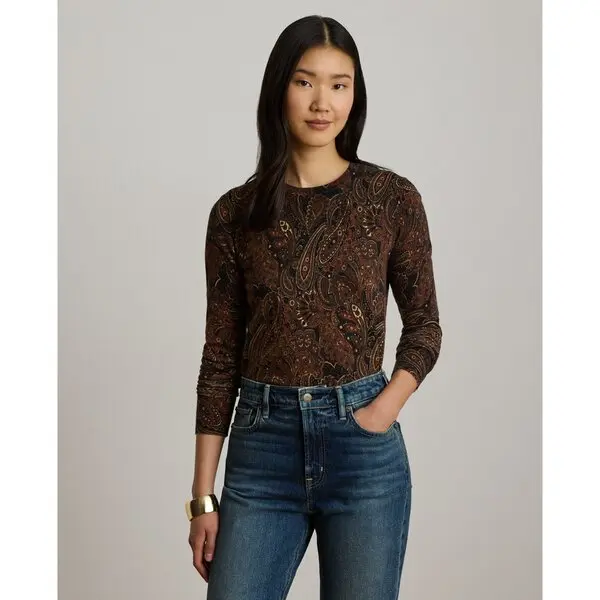 Ralph Lauren Paisley Cotton-modal Sweater - Black Multi