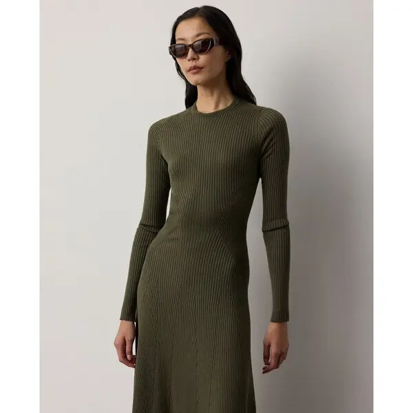 Ralph Lauren Parson Rib-knit Silk-blend Day Dress