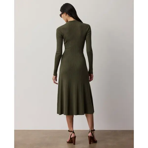 Ralph Lauren Parson Rib-knit Silk-blend Day Dress