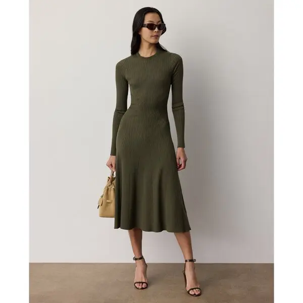 Ralph Lauren Parson Rib-knit Silk-blend Day Dress