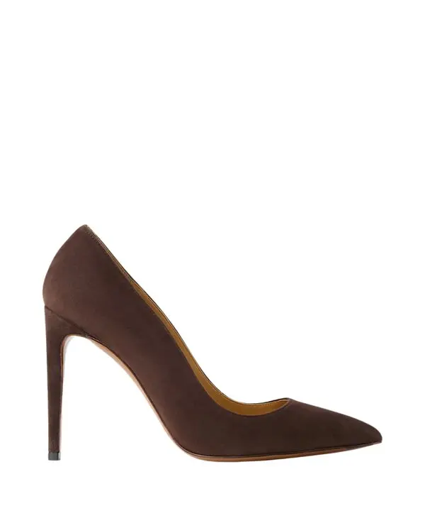 Ralph Lauren Celia 100 Mm Goat-suede Pump - Dark Brown