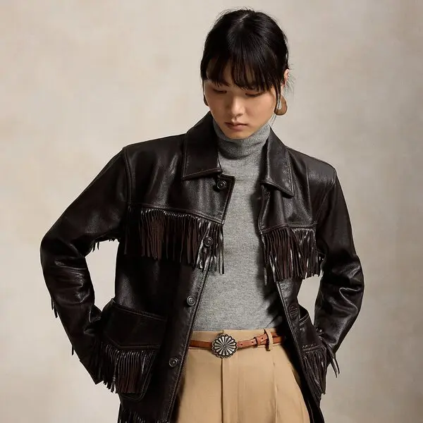 Ralph Lauren Fringe-trim Leather Jacket