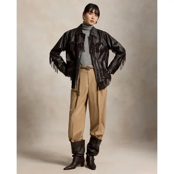 Ralph Lauren Fringe-trim Leather Jacket