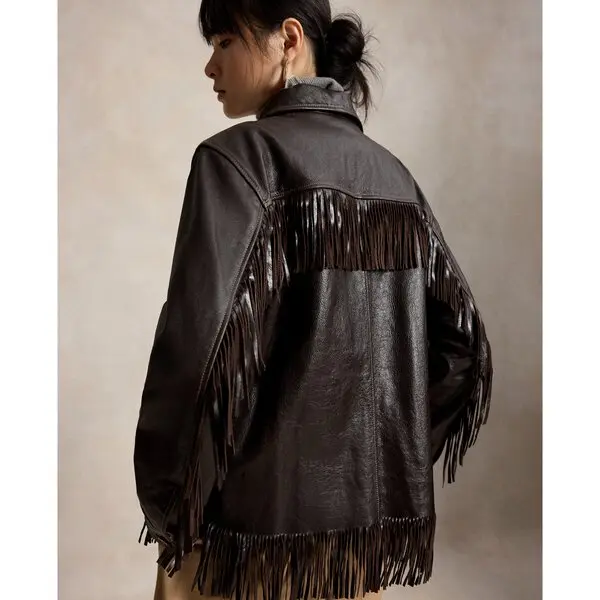 Ralph Lauren Fringe-trim Leather Jacket