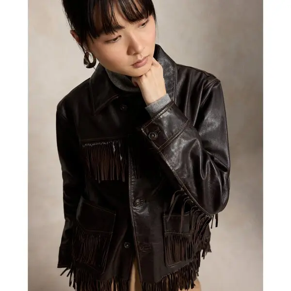 Ralph Lauren Fringe-trim Leather Jacket
