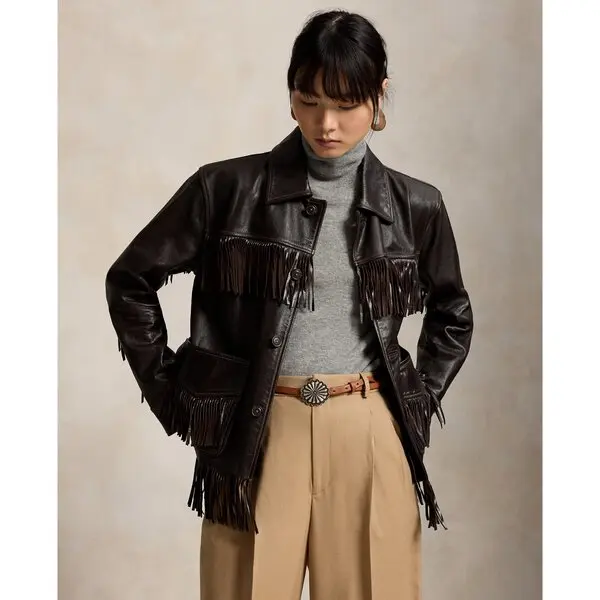 Ralph Lauren Fringe-trim Leather Jacket