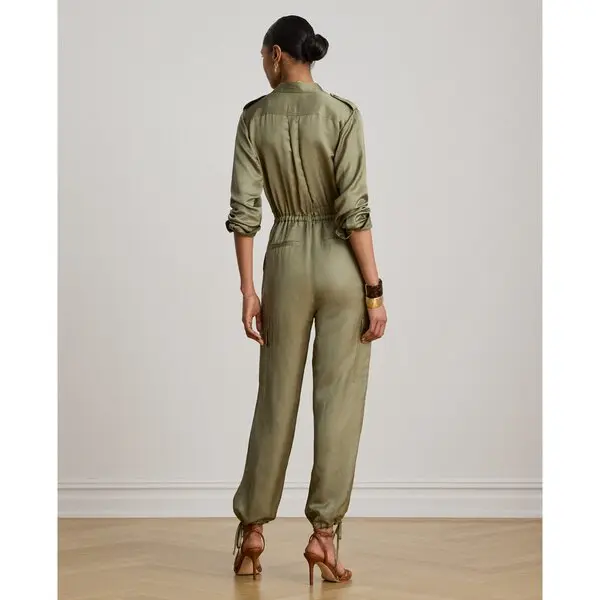 Ralph Lauren Shantung Cargo Jumpsuit