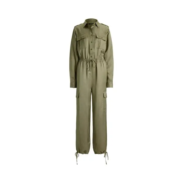 Ralph Lauren Shantung Cargo Jumpsuit