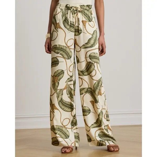 Ralph Lauren Rope-print Twill Wide-leg Pant