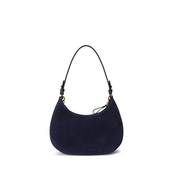 Ralph Lauren Suede Medium Marcy Zip Shoulder Bag - Refined Navy