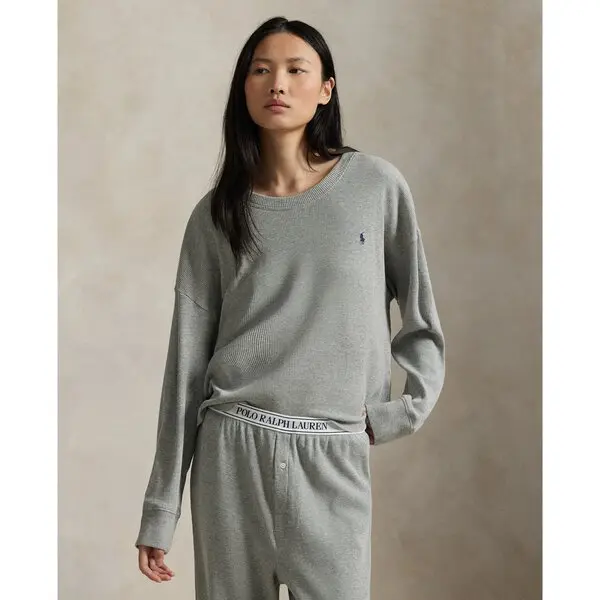 Ralph Lauren Striped Waffle-knit Long-sleeve Pj Set