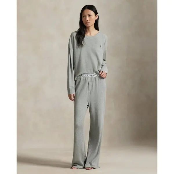 Ralph Lauren Striped Waffle-knit Long-sleeve Pj Set