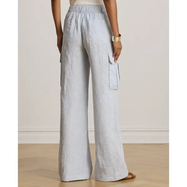 Ralph Lauren Pinstripe Linen Wide-leg Cargo Pant