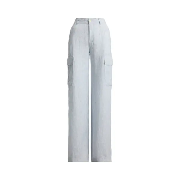 Ralph Lauren Pinstripe Linen Wide-leg Cargo Pant