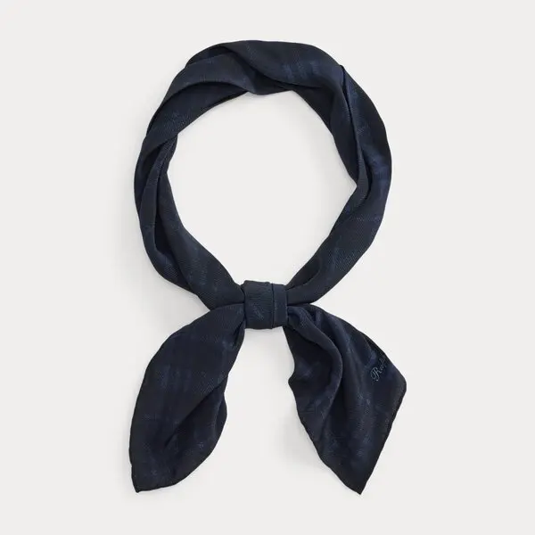 Ralph Lauren Tonal Plaid Silk Crepe Neckerchief