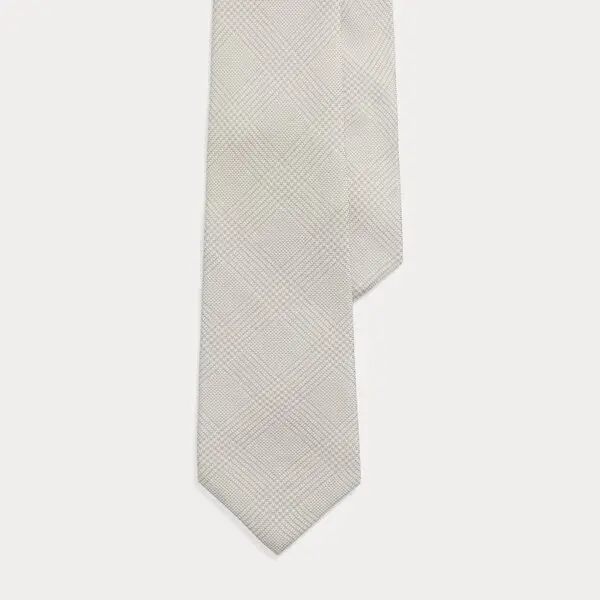 Ralph Lauren Glen Plaid Cashmere-silk Tie - Pearl Grey