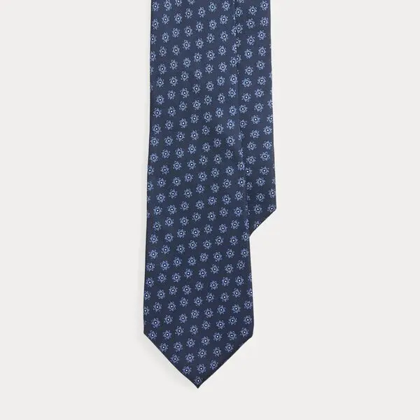 Ralph Lauren Geometric Print Silk Neck Tie - Navy/blue