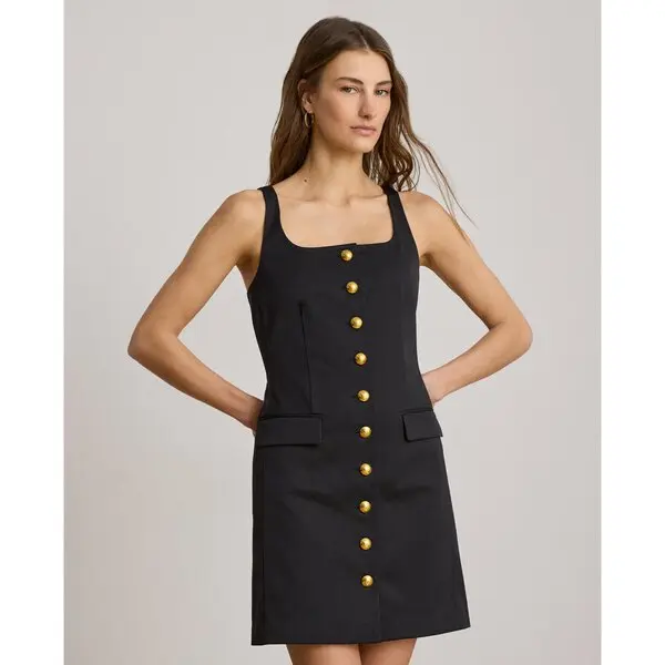 Ralph Lauren Button-trim Faille Cocktail Dress