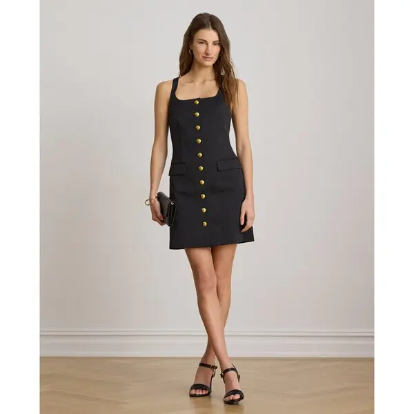 Ralph Lauren Button-trim Faille Cocktail Dress