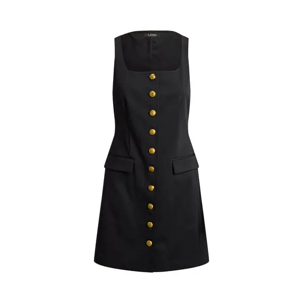 Ralph Lauren Button-trim Faille Cocktail Dress