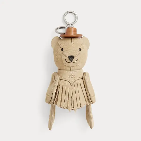 Ralph Lauren Western Polo Bear Leather Bag Charm - Cashew