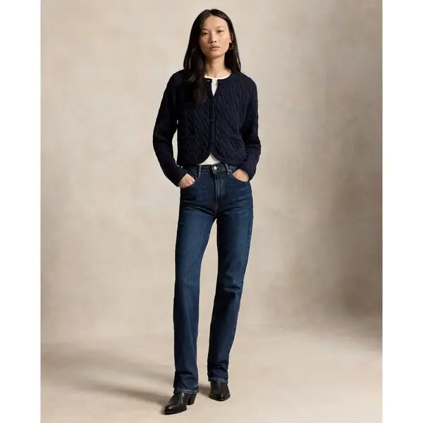 Ralph Lauren Cable Knit Cotton Blend Cardigan - Hunter Navy